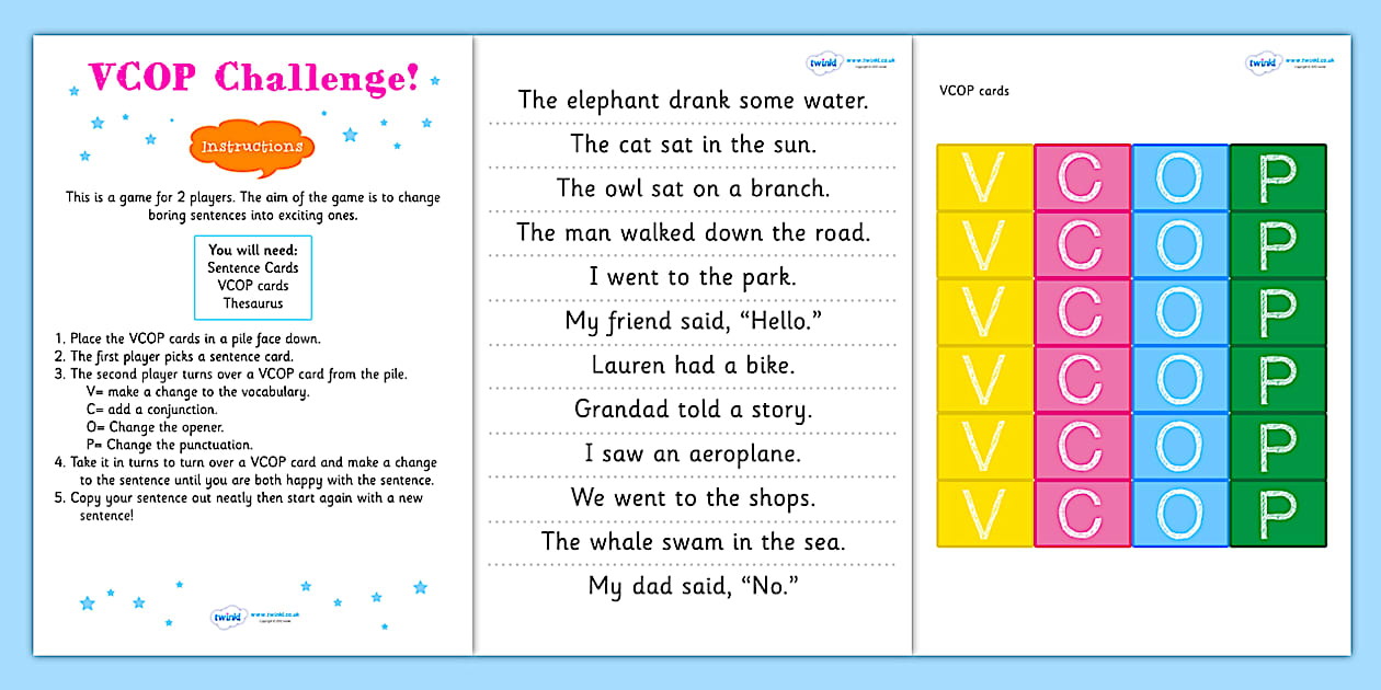2 Player VCOP Challenge Game (Teacher-Made) - Twinkl