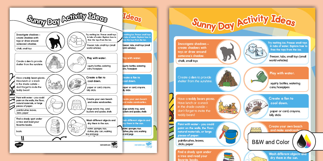 Outdoor Learning: Sunny Day Worksheet Ideas (teacher made)