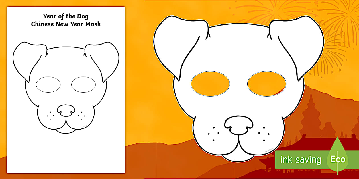 Chinese New Year Dog Template Mask | Craft Resources