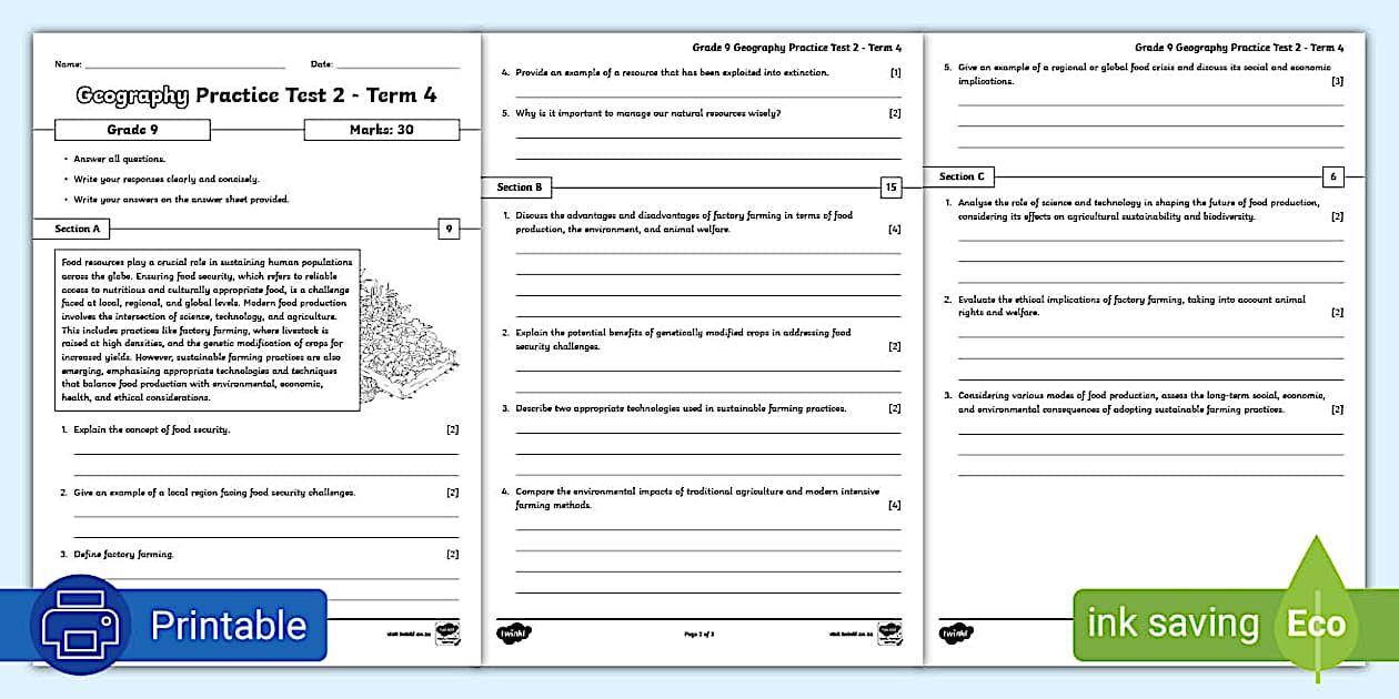 Grade 9 Geography Quiz Practice - Twinkl South Africa