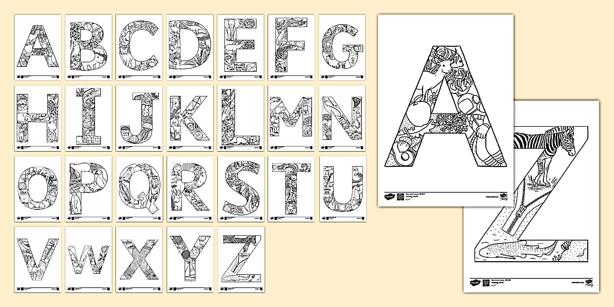 Uppercase Alphabet Themed Mindfulness Colouring Sheets