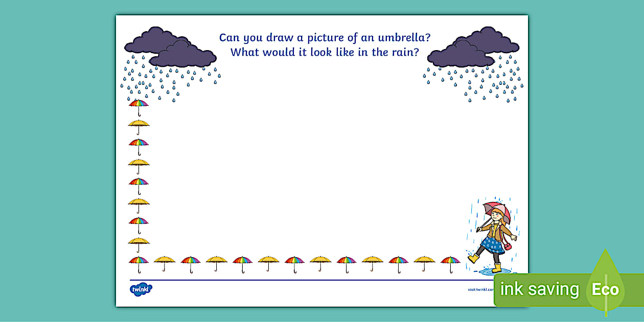 Umbrella Drawing Prompt (Teacher-Made) - Twinkl