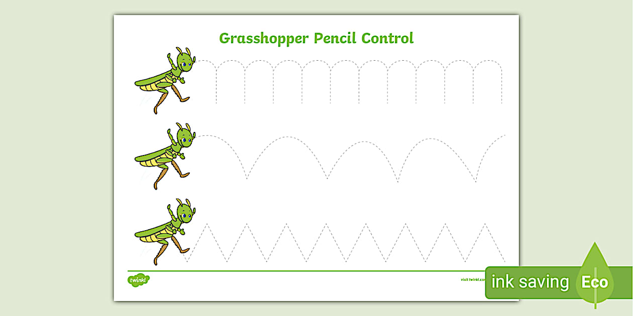 Grasshopper Pencil Control Activity (teacher made) - Twinkl