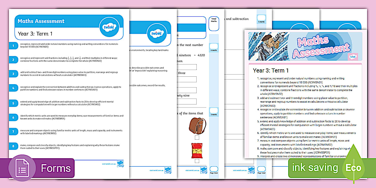 Year 3 Term 1 Maths Assessment (teacher made) - Twinkl