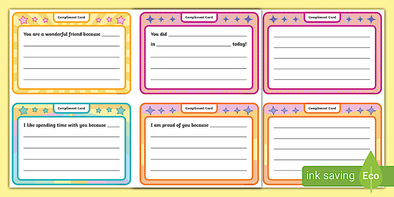Hand Out a Compliment Card Template (teacher made) - Twinkl