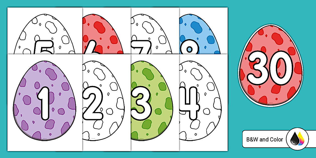 Numbered Dinosaur Eggs 0-30 Posters for Kids | Twinkl USA