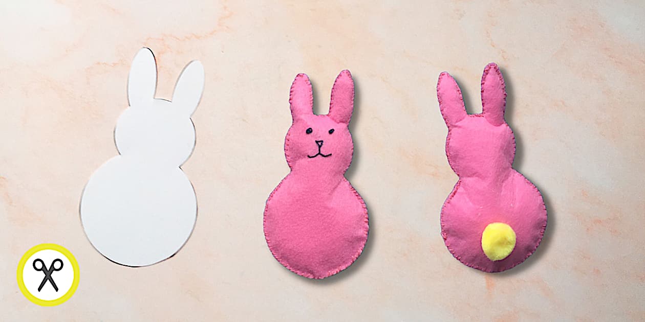 Easter Bunny Plushie Felt Template - Sewing Activity