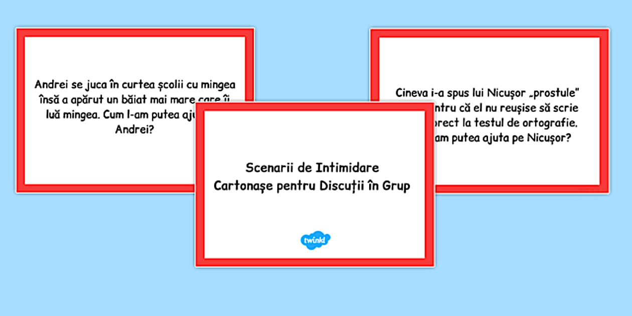 Scenarii de intimidare - Cartonașe pentru discuții în grup