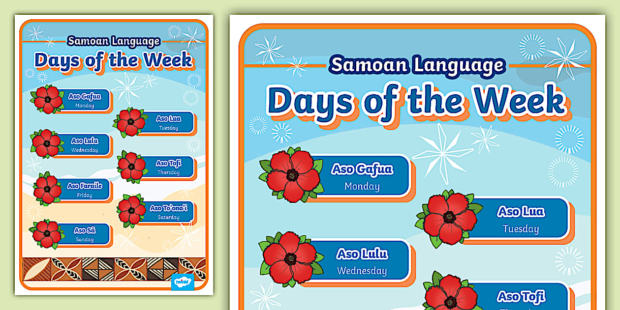 Samoan Language Days of the Week Poster