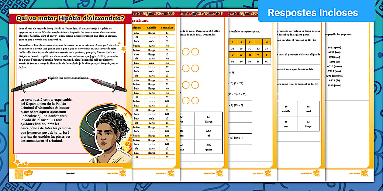 Joc de detectius STEM: Qui va matar Hipàtia d'Alexandria? - Català