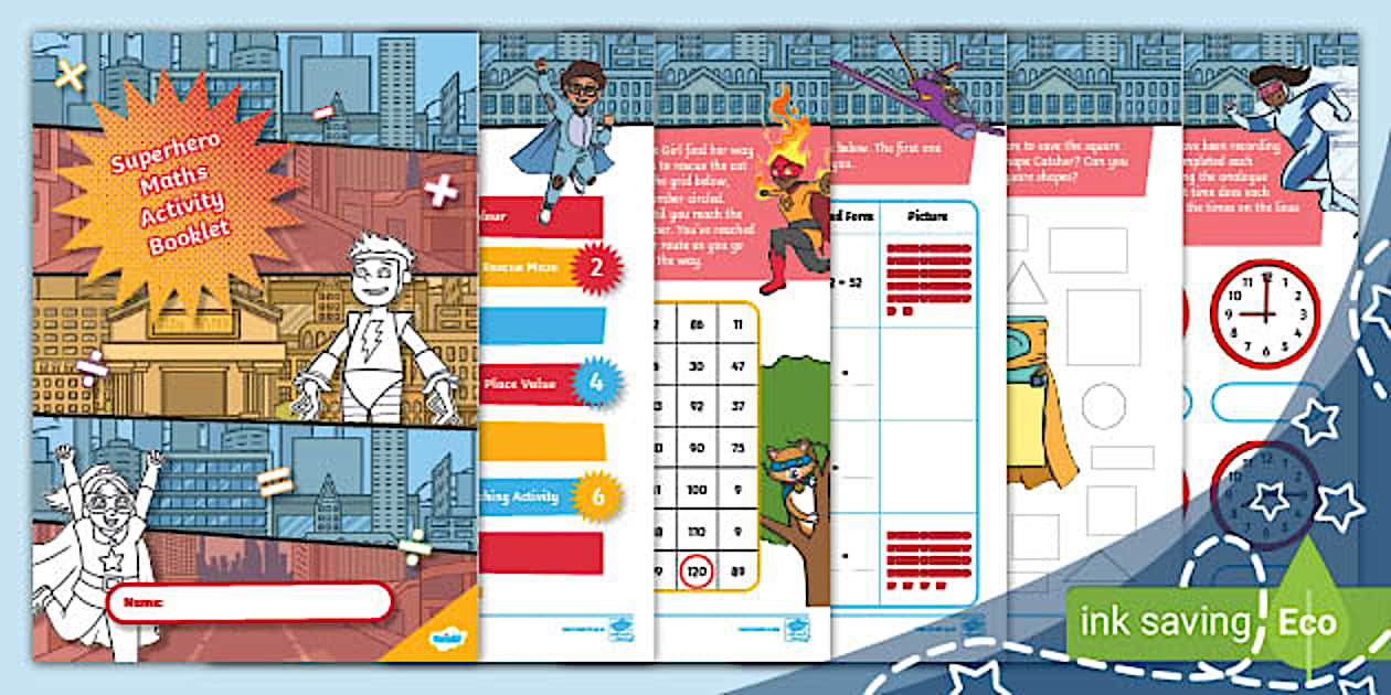 KS1 Superhero Maths Activity Booklet (Ages 5 - 7)