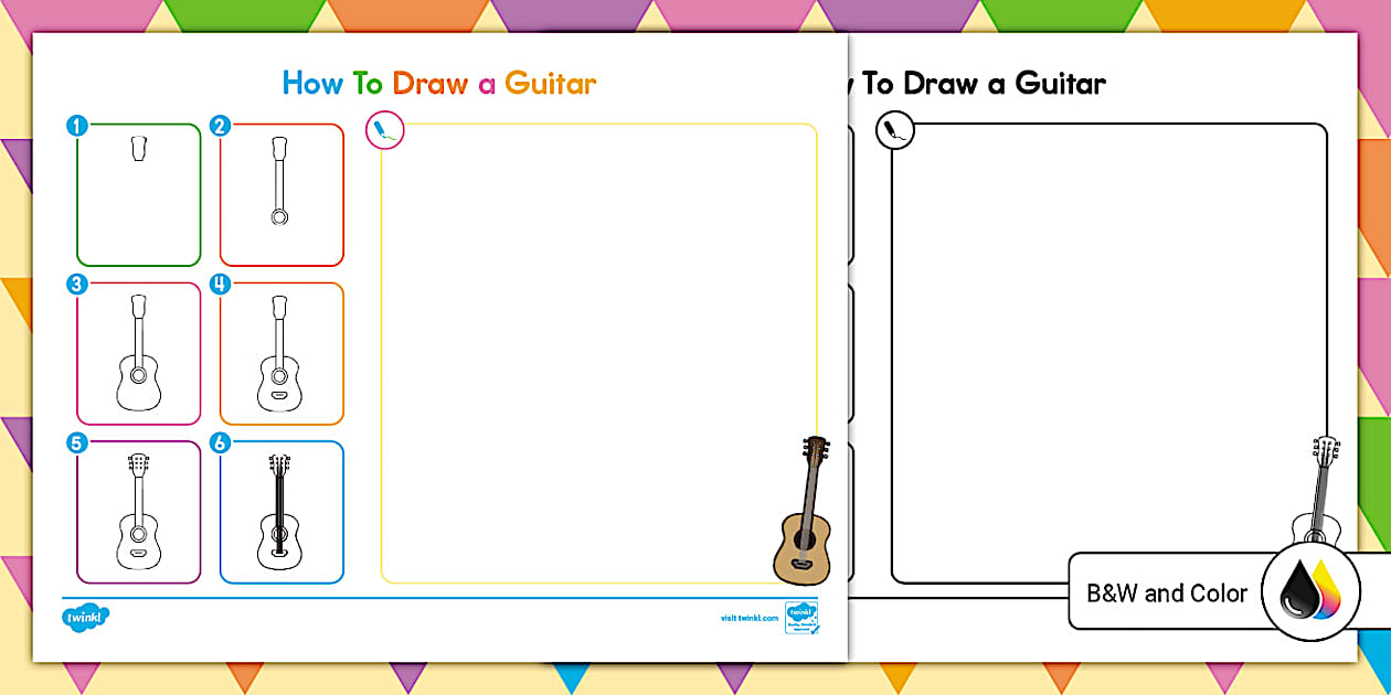How To Draw Cinco de Mayo Guitar Worksheet | Twinkl USA