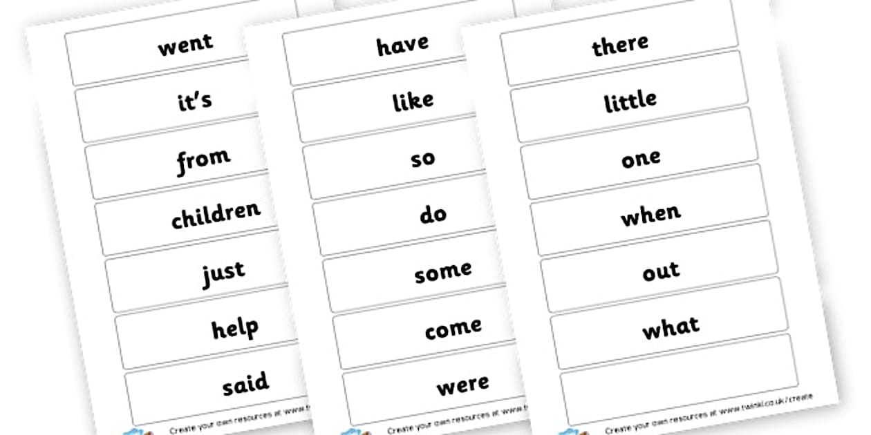 High Frequency Word Cards