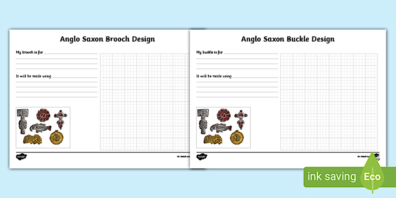 Black and White Anglo-Saxon Brooch and Buckle Design Sheet