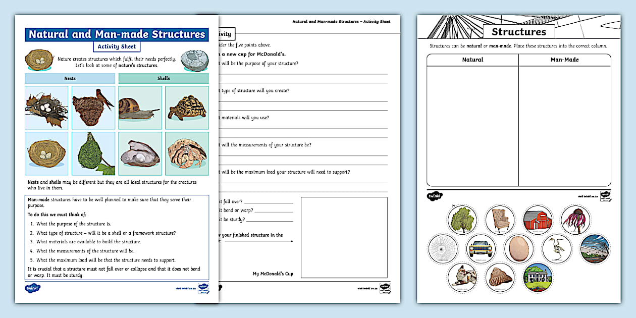 Natural and Man-Made Structures - Activity Sheet - Twinkl