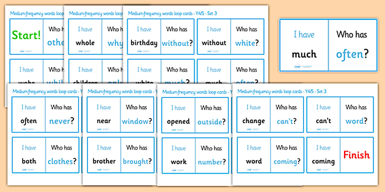 Medium Frequency Words Loop Cards Set 3 (Y4 & Y5)