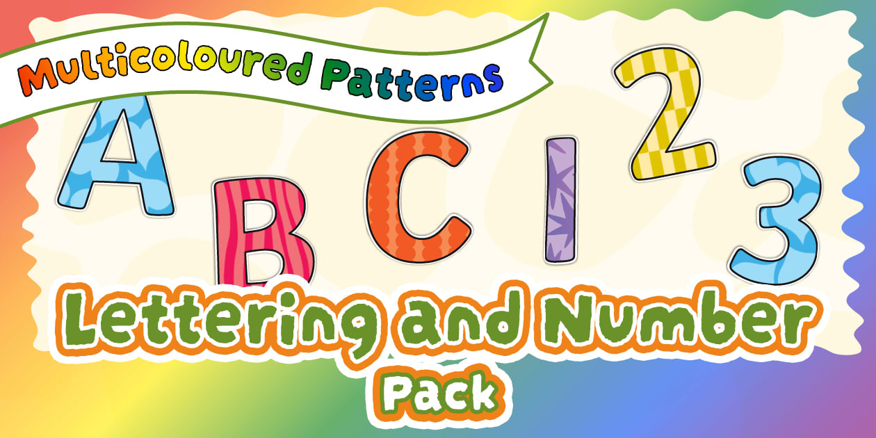 Multicoloured Patterns Lettering and Number Pack