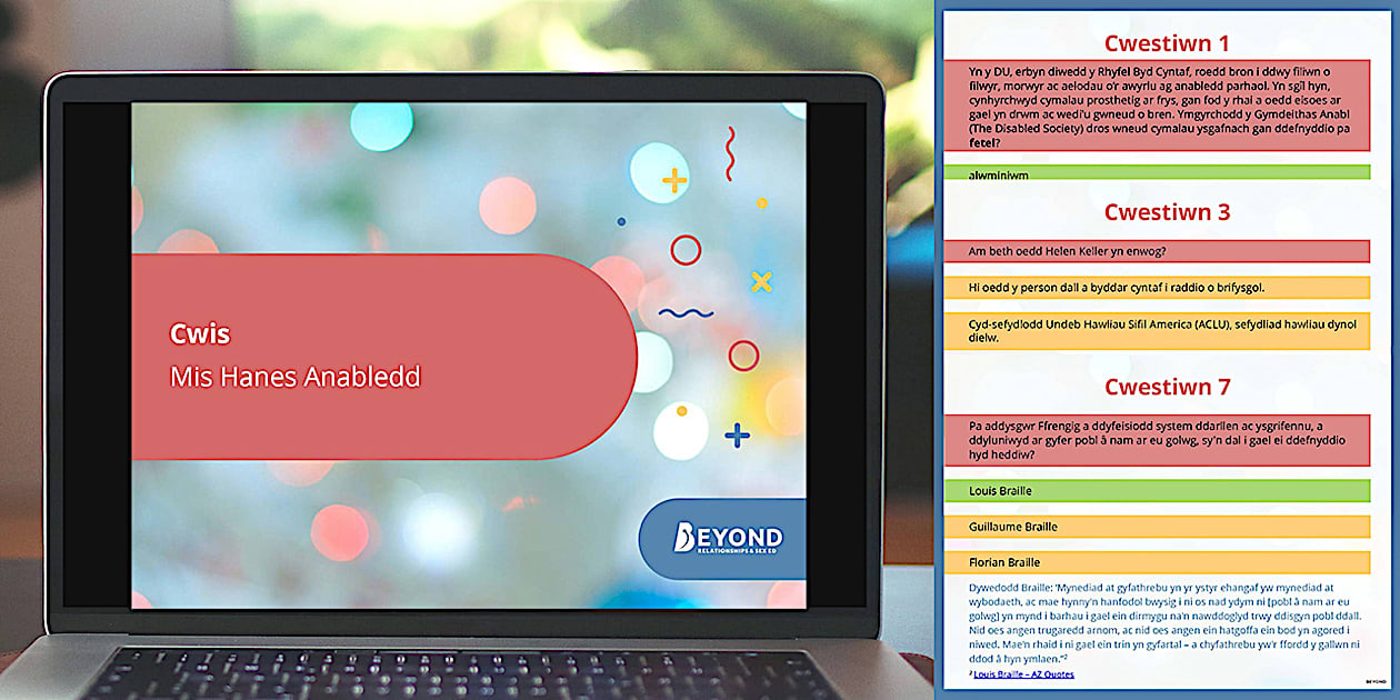 Cwis Mis Hanes Anableddau - Twinkl