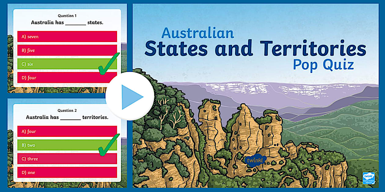 Geography Pop Quiz for Children - States and Territories