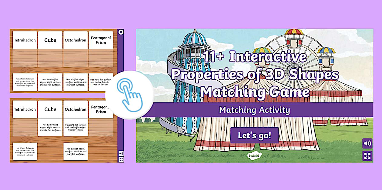 👉 11+ Interactive Properties of 3D Shapes Matching Game
