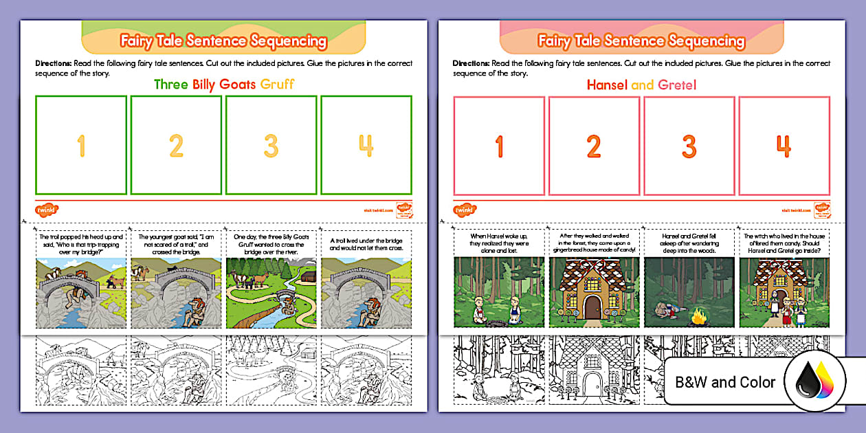Fairy Tale Sentence Sequencing for K-2nd Grade - Twinkl