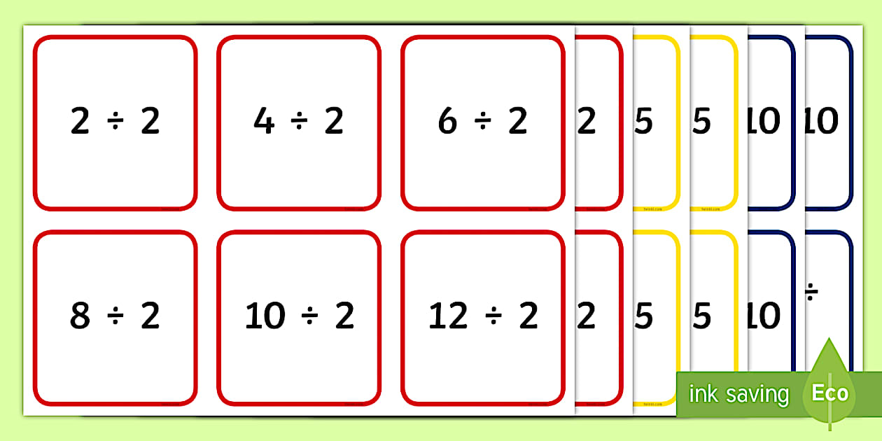 Multiplication and Division Facts Flashcards | 2, 5 and 10