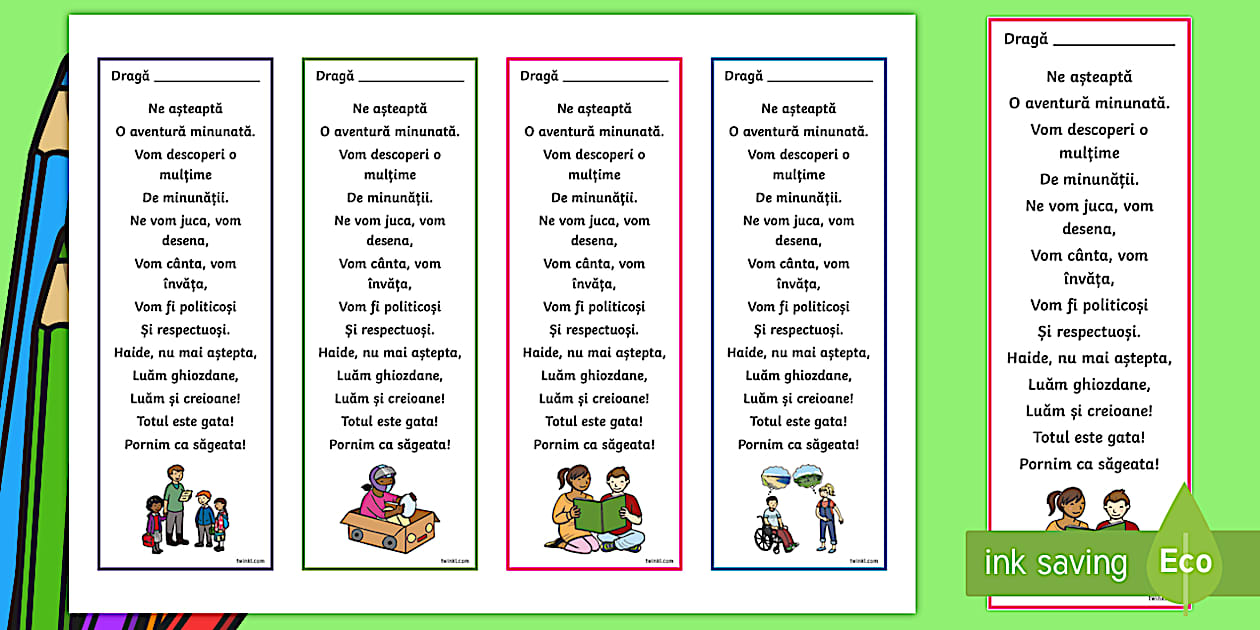 Black and White Poezie pentru început de an școlar Semne de carte editabile