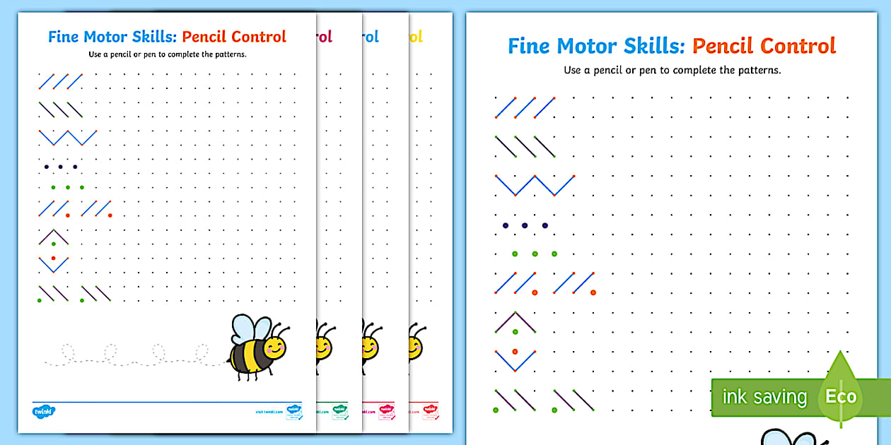 Black and White Fine Motor Skills: Pencil Control on Dotted Paper Activity