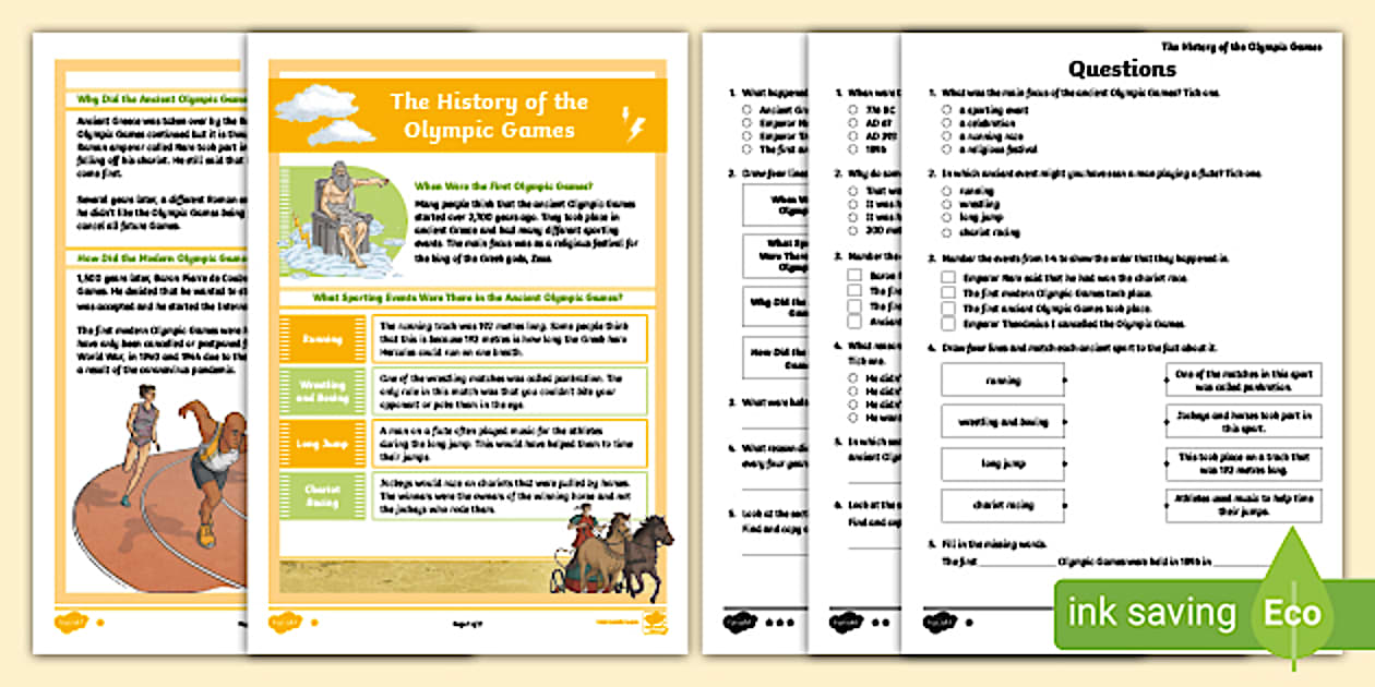 LKS2 The History of the Olympic Games Differentiated Reading Comprehension