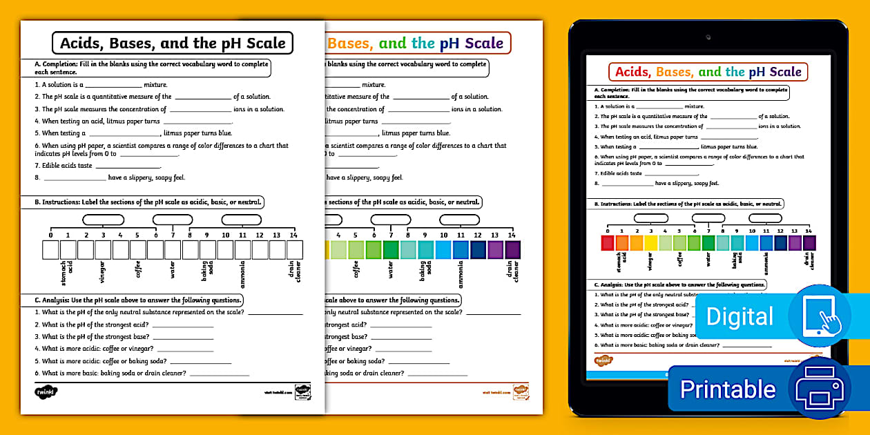 Acids and Bases Worksheet | Resource | Twinkl USA - Twinkl