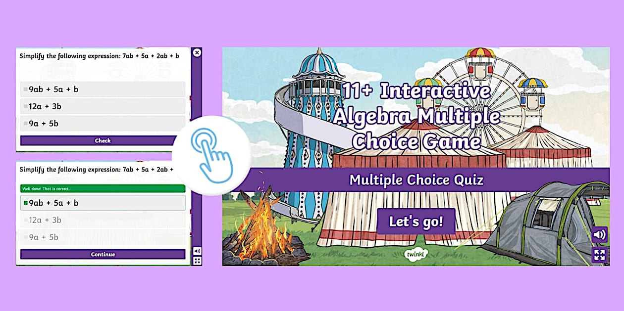 👉 11+ Interactive Algebra Multiple Choice Game - Twinkl