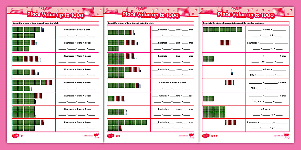 Place Value Worksheets for Students: Numbers up to 1000