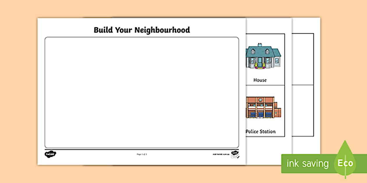 Editable Build Your Neighbourhood Worksheet (teacher made)
