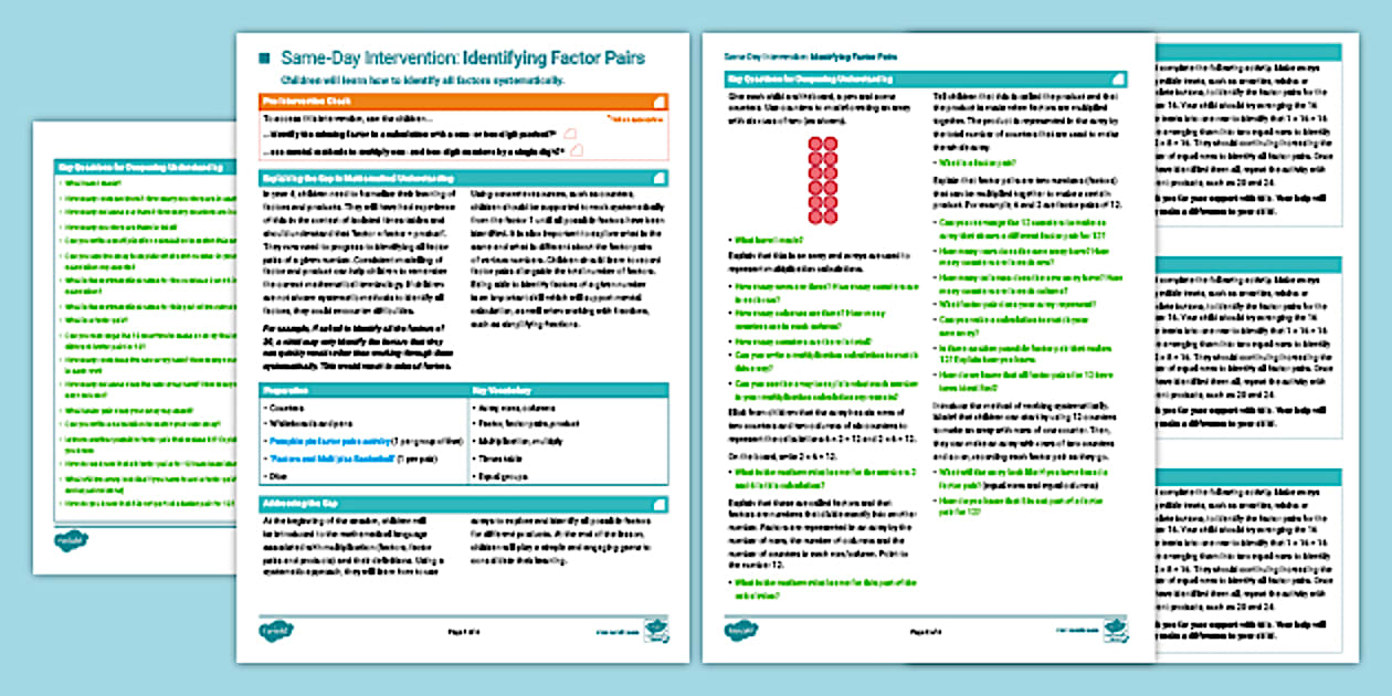 👉 Year 4 Maths Same-Day Intervention: Factor Pairs