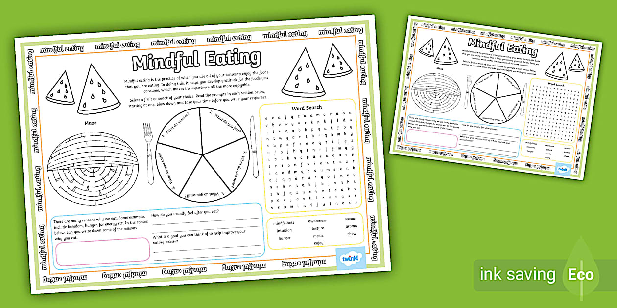 Mindful Eating Activity Mat 3-6 (teacher made) - Twinkl