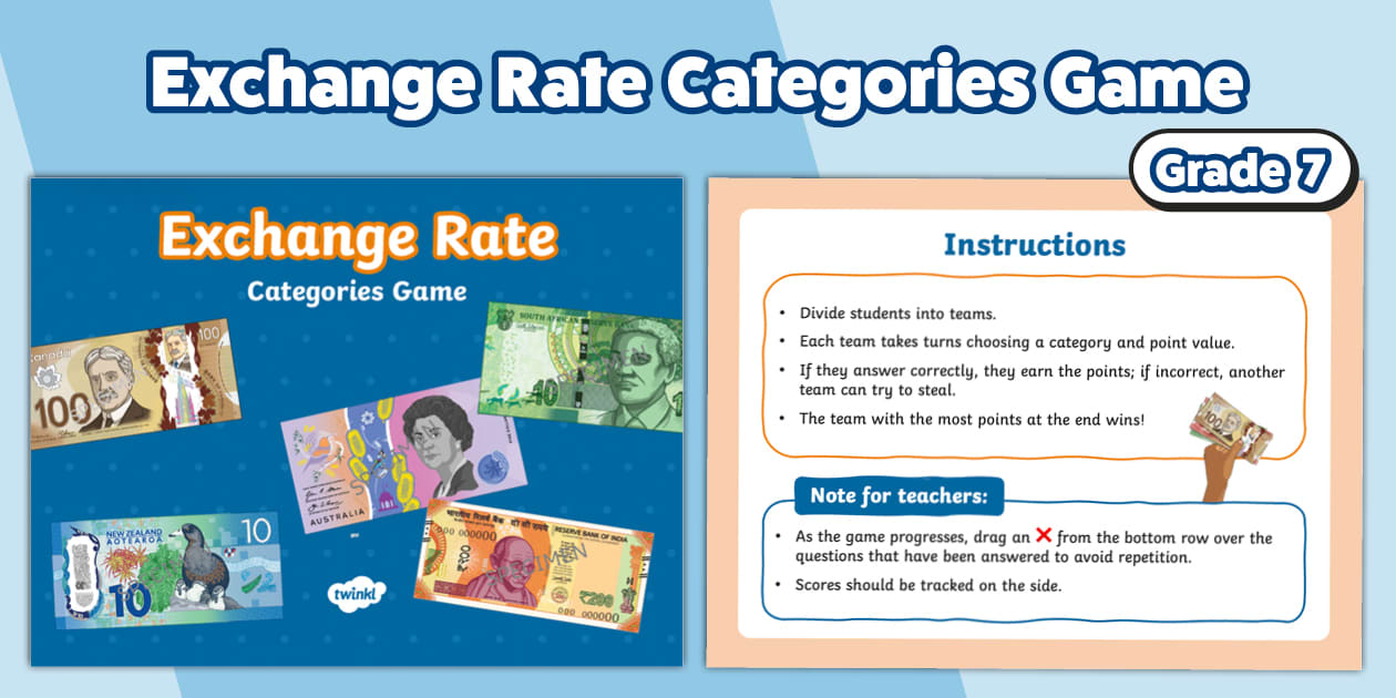 Exchange Rate Categories Game