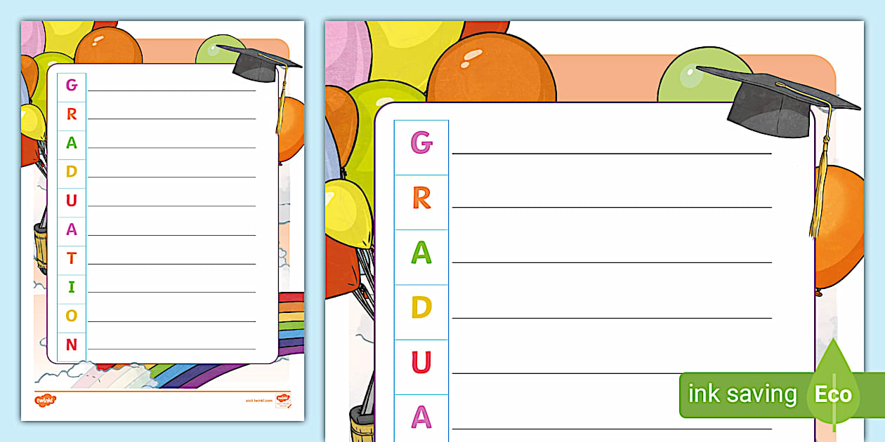 Graduation Acrostic Poem Template - KS2 - Twinkl