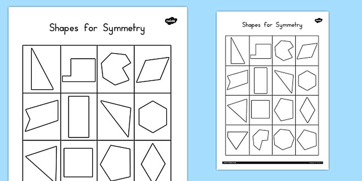 Shapes for Symmetry Worksheet / Worksheet - Twinkl