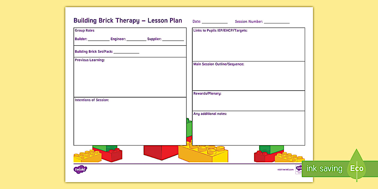 Building Brick Therapy Blank Lesson Plan Pro Forma - Twinkl