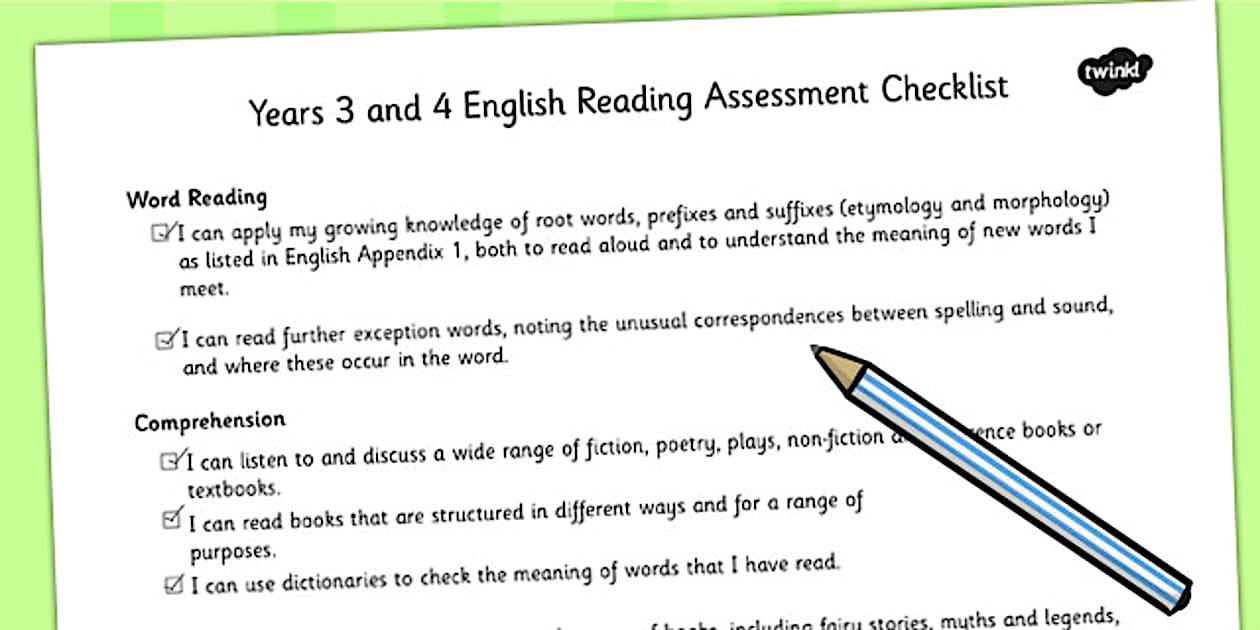 2014 National Curriculum LKS2 Years 3 and 4 Reading Assessment Checklist