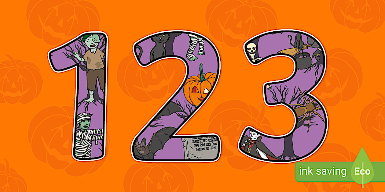Halloween Themed A4 Display Numbers-halloween, themed, A4, display ...