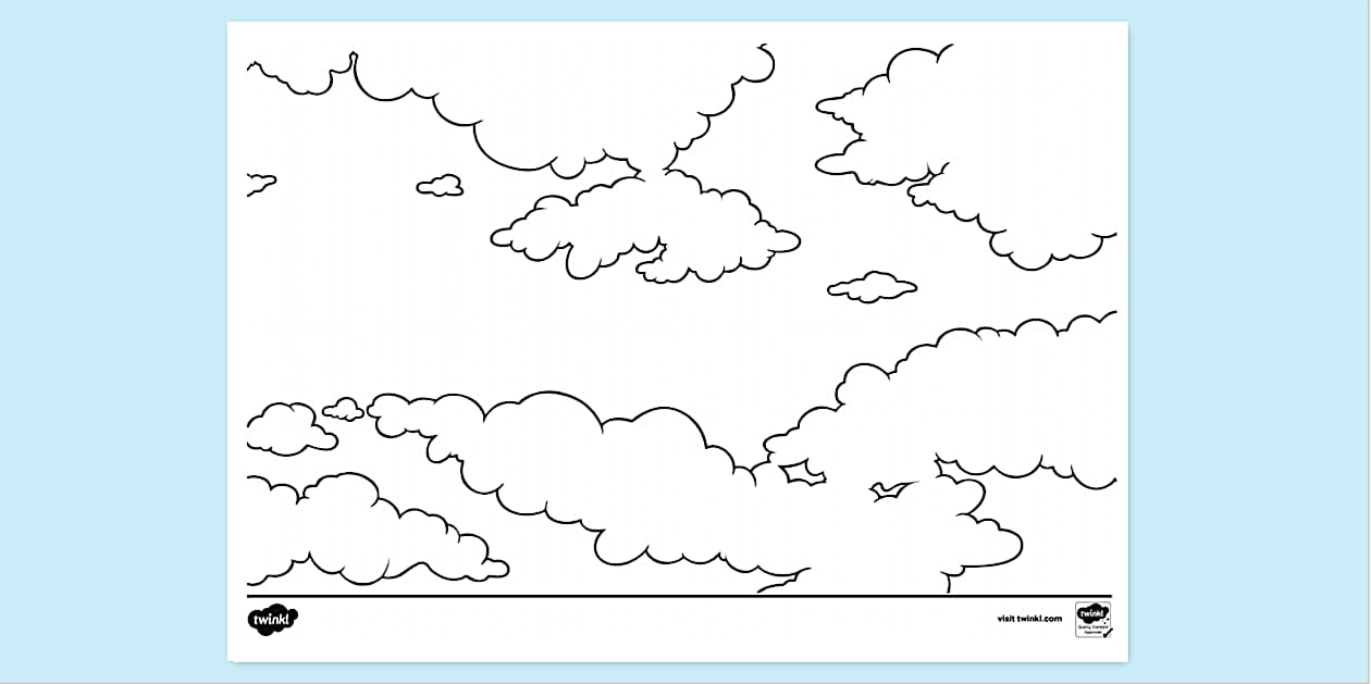 Sky with Clouds Colouring Sheet (teacher made) - Twinkl