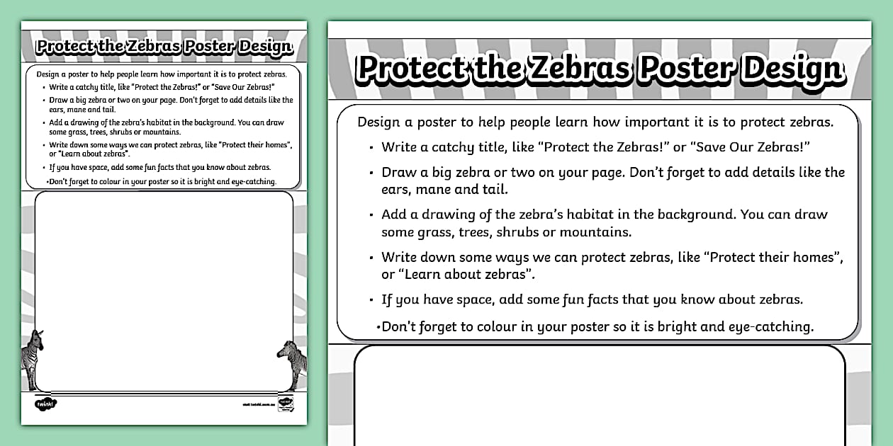 Protect the Zebras Poster Design Activity (teacher made)