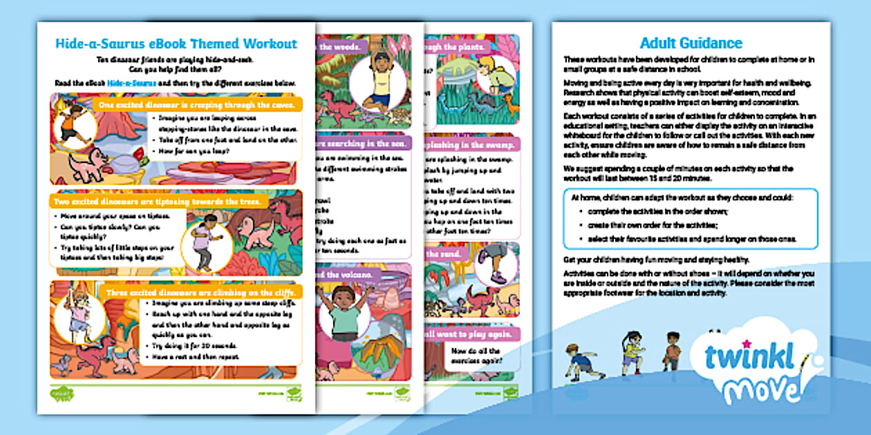 PE at a Safe Distance: Hide-a-Saurus eBook Workout - Twinkl
