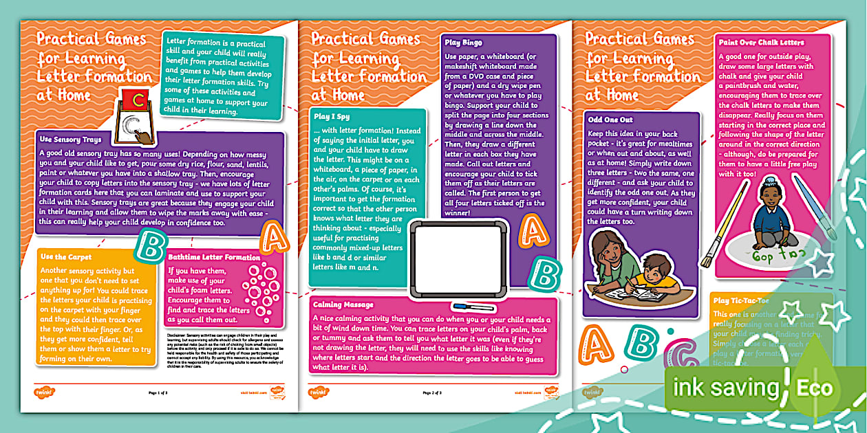 Practical Letter Formation Games For Home Learning - Twinkl