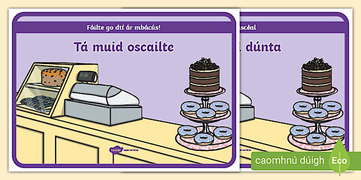 Bakery Open Closed Sign Gaeilge (teacher made) - Twinkl