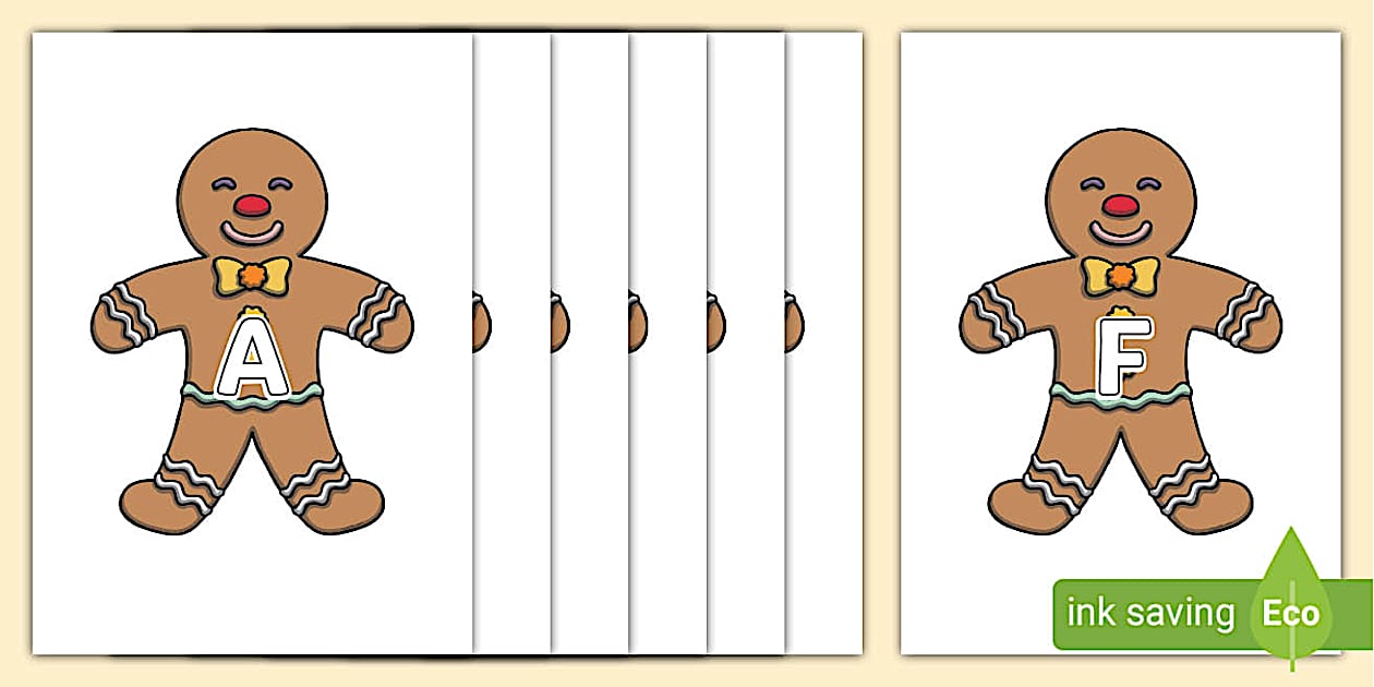 A-Z Alphabet on Gingerbread Man