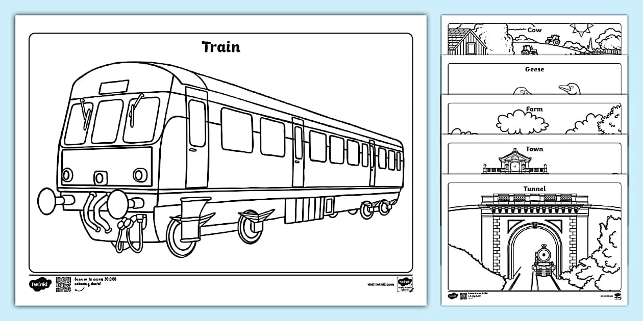 Train Pictures to Print and Colour - Teaching resource