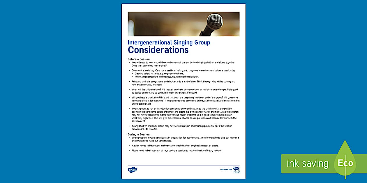 Intergenerational Singing Considerations Adult Guidance