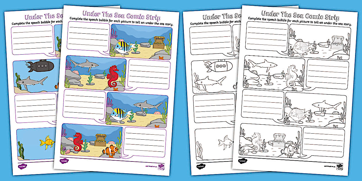Finish the Under the Sea Comic Strip Worksheet - Twinkl
